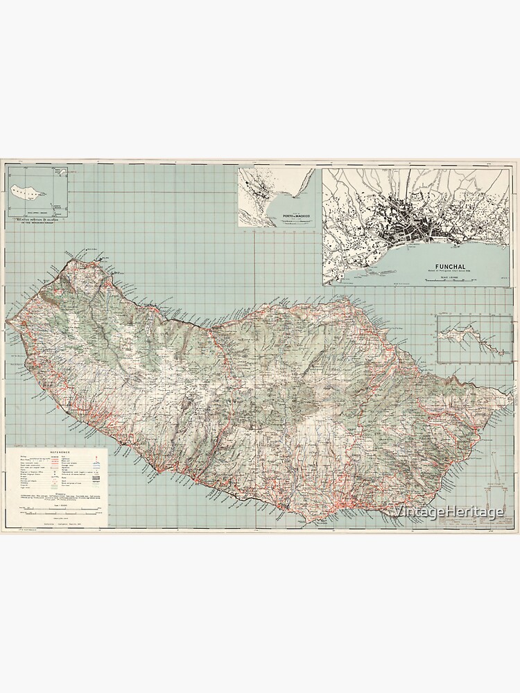 "Vintage Madeira Island Map (circa 1941) with Funchal city Plan ...