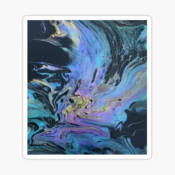 "Oil Slick in Blue Purple Gold Trippy Psychedelic Abstract Art Acrylic ...