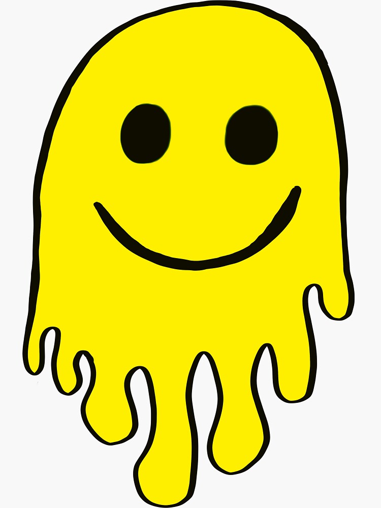 "Dripping Smiley Face Yellow" Sticker by natasha-nirvana | Redbubble