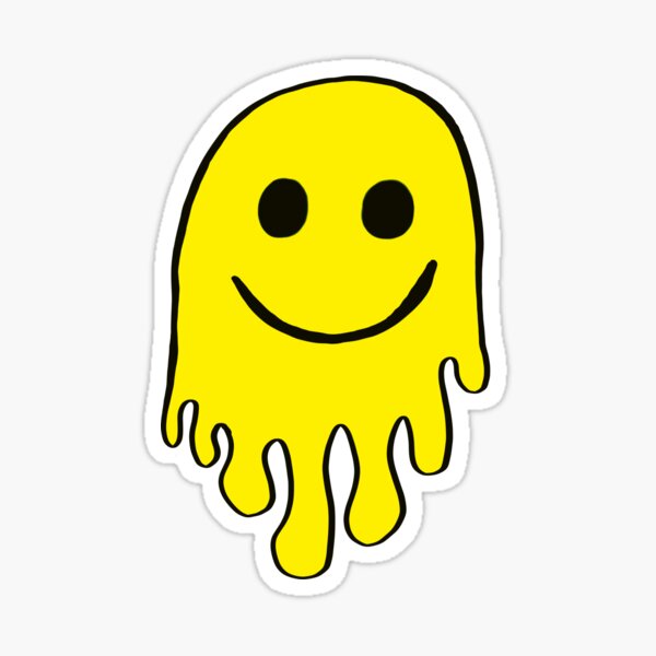 "Dripping Smiley Face Yellow" Sticker by natasha-nirvana | Redbubble