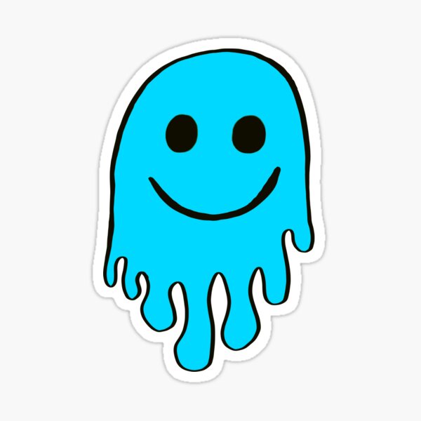 "Dripping Smiley Face Blue" Sticker by natasha-nirvana | Redbubble