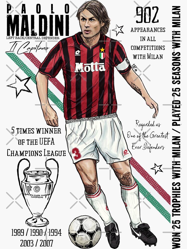 "Maldini - ll Capitano" Sticker by Virtual-Player | Redbubble