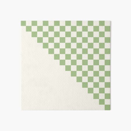 "Checkerboard Half Diagonal Check Pattern in Light Sage Green and Cream ...