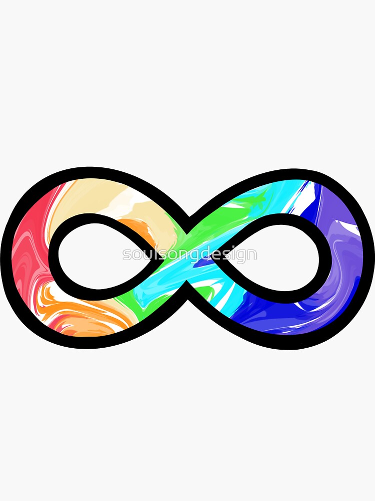 "Neurodivergent Rainbow Infinity Symbol - Swirled Plain" Sticker by ...