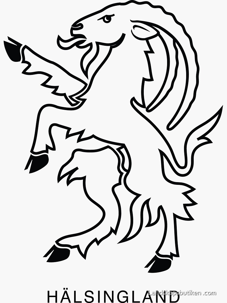 "Rampant Goat, the Crest of Hälsingland, Sweden, Black Print (Svenska ...