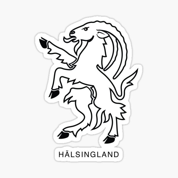 "Rampant Goat, the Crest of Hälsingland, Sweden, Black Print (Svenska ...