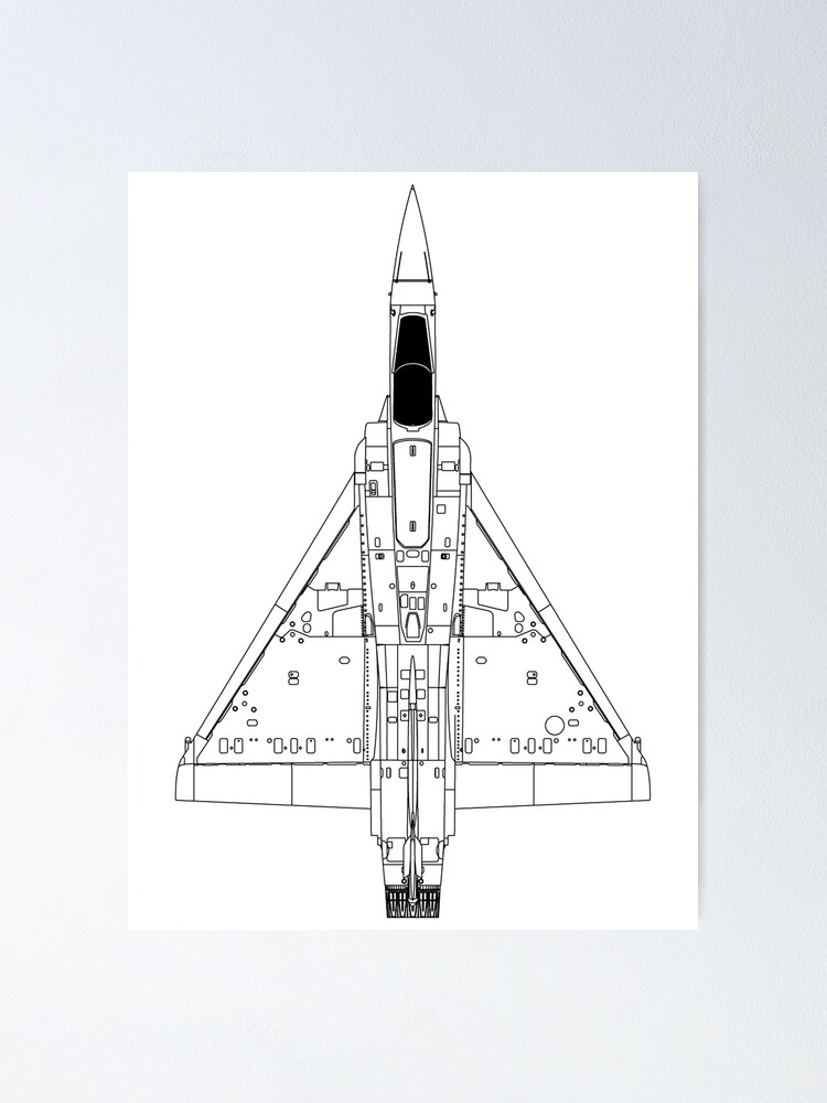 "Mirage 2000 Silhouette Top View" Poster for Sale by magazinecombate ...