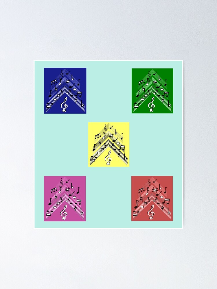 "Pyramid Music Bars and Symbols Multi-Color Sticker Pack" Poster for ...