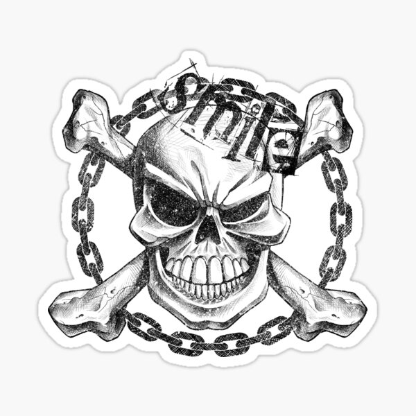 "smile,smiling skull fun, smirk graphics" Sticker by voron1 | Redbubble