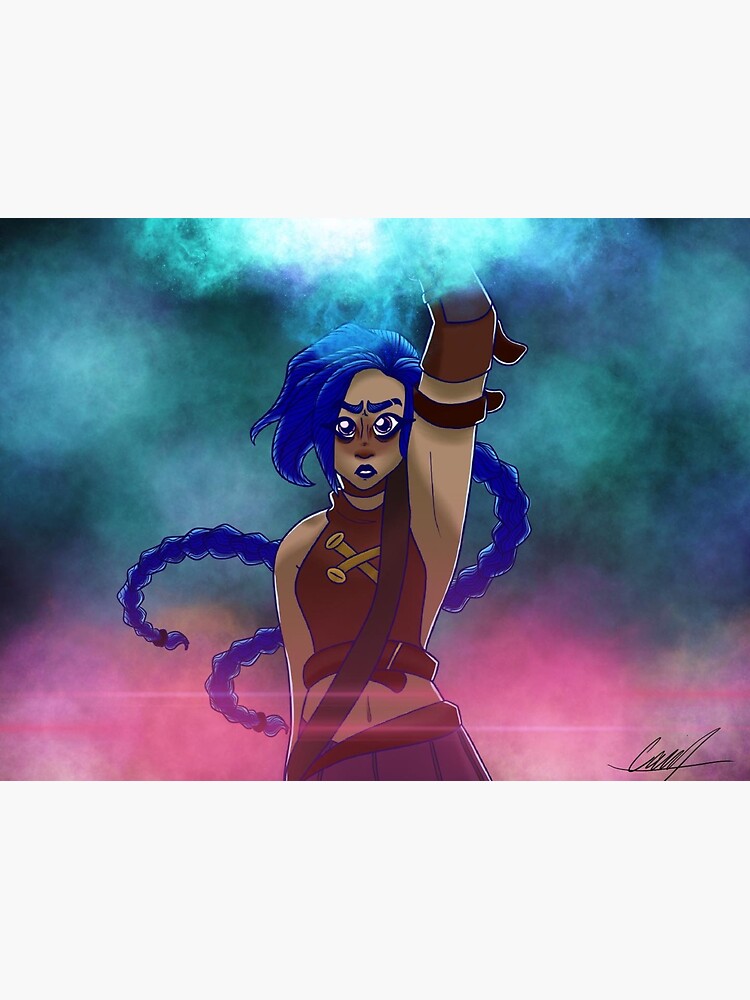 "Jinx Arcane Blue Flare Scene" Sticker by CassbiScribs | Redbubble