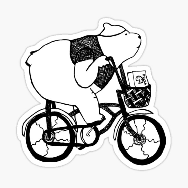 "Pizza Bike Bear " Sticker for Sale by BearlyGoin | Redbubble