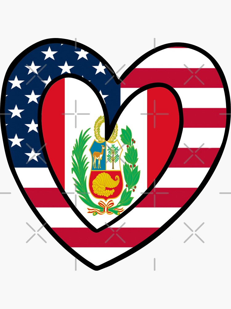 "American Peruvian Flag Inner Heart USA Peru" Sticker by Reddjumpman ...