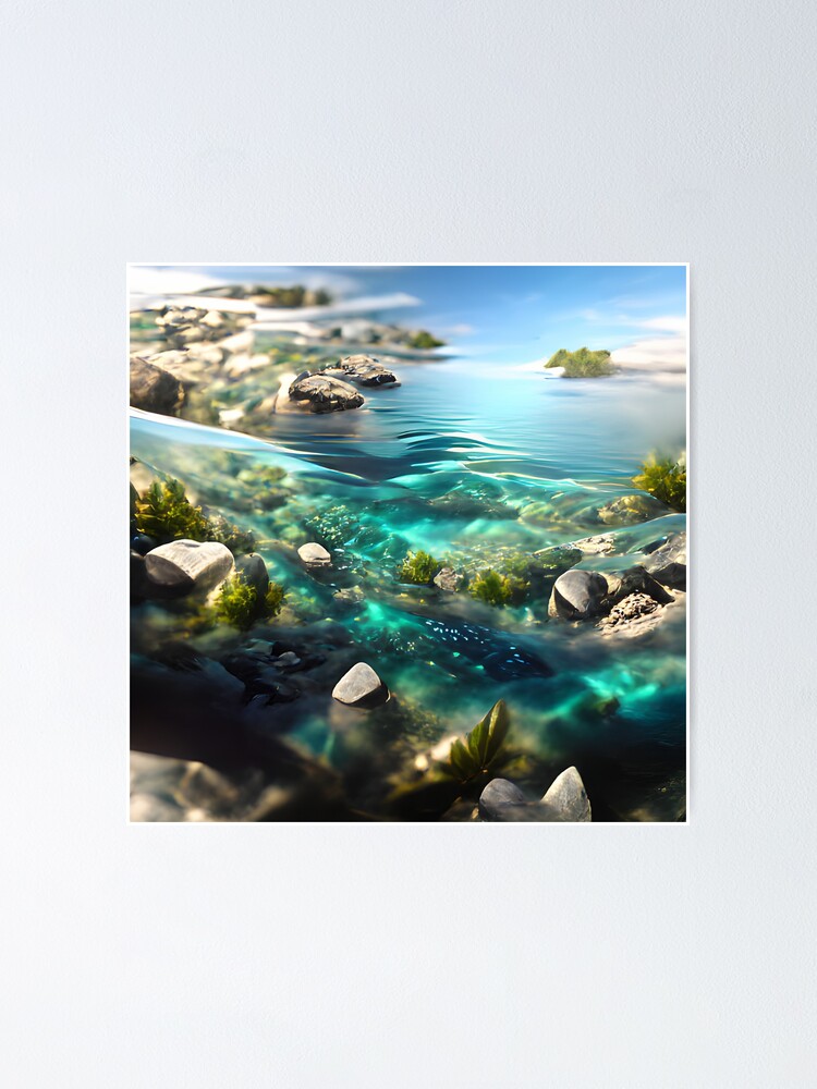 "Calm Beautiful Water |Hi-Res Digital Art" Poster for Sale by ...