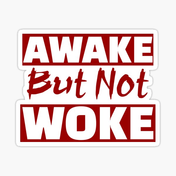 "Awake But Not Woke" Sticker for Sale by Kerlodrety | Redbubble