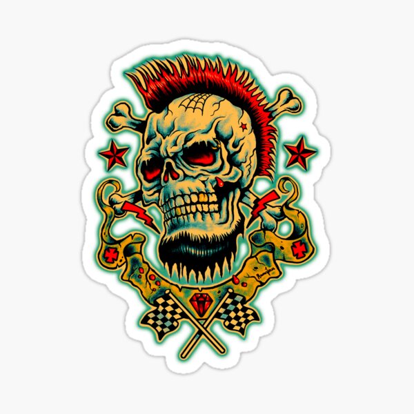"Punk Skull Old School Tattoo" Sticker for Sale by marcusjones | Redbubble