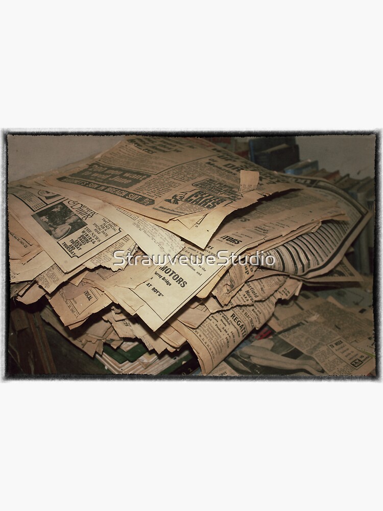 "Vintage Newspaper Stack" Sticker by StrawveweStudio | Redbubble