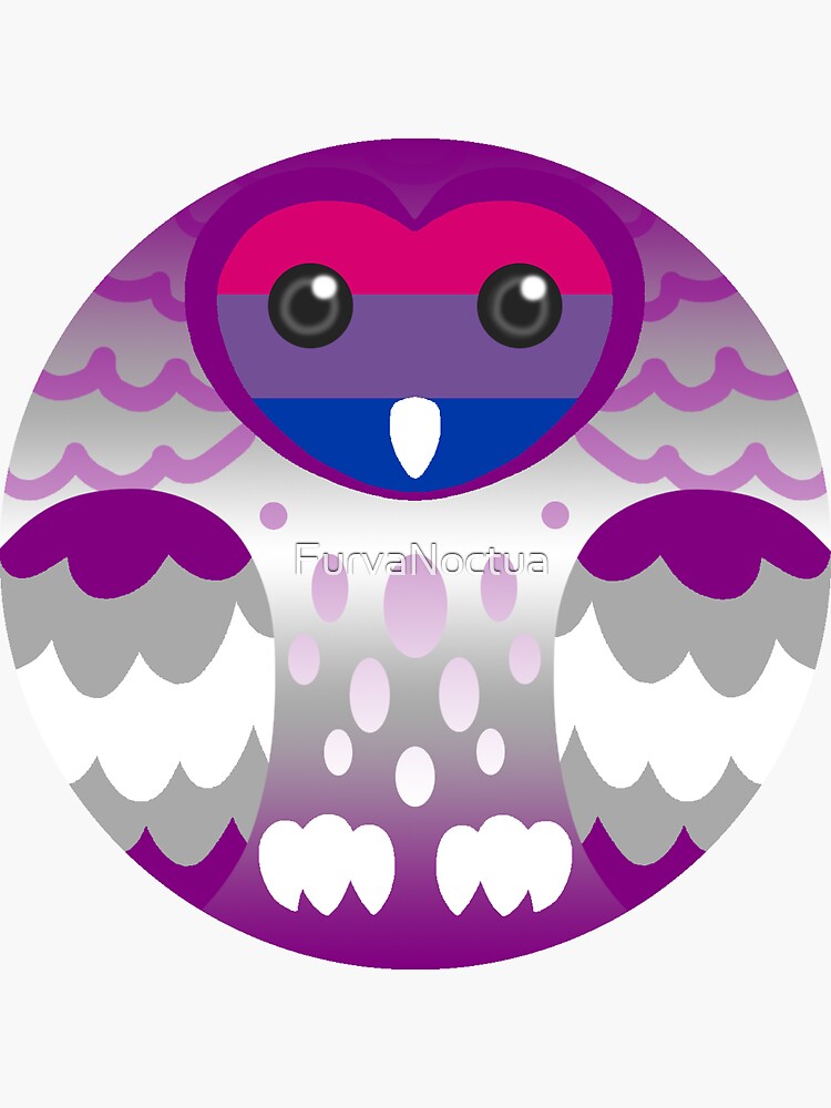 Grey Asexual Bi Pride Owl Sticker By Furvanoctua Redbubble