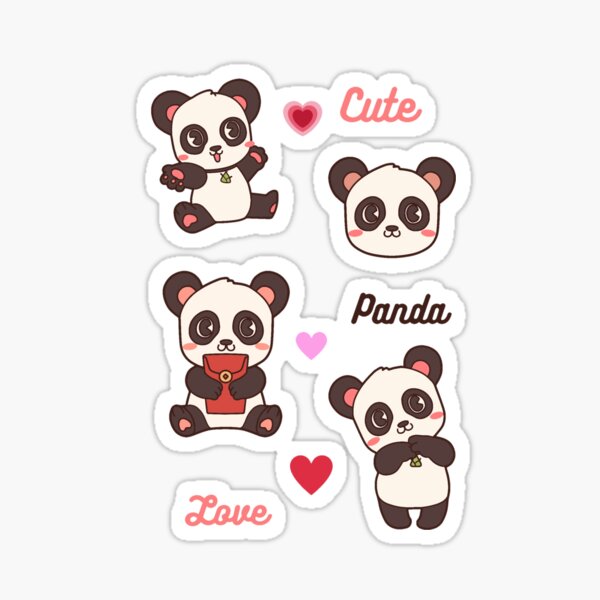 "Cute Panda Love" Sticker by Crazybugs | Redbubble