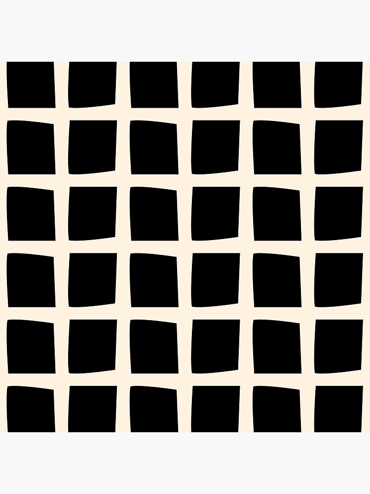 "Midcentury Windows Geometric Check Pattern in Black and Almond Cream ...