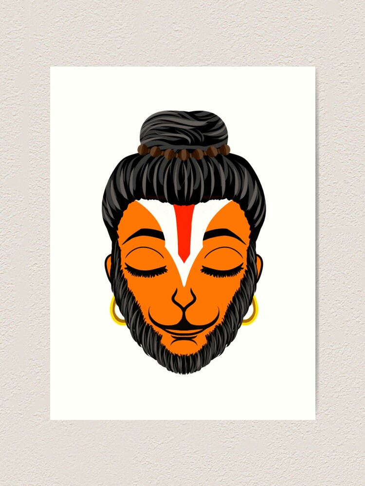"Shri Hanuman face " Art Print for Sale by RasikaArtist | Redbubble