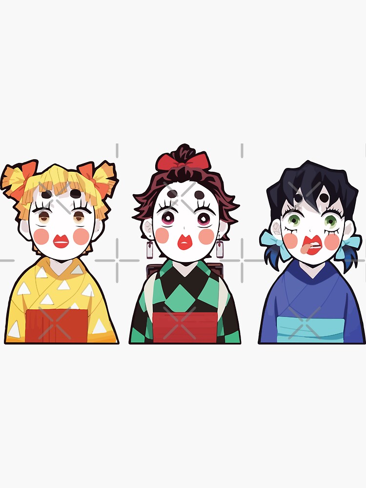 "Tanjiro Inosuke Zenitsu as Girls (Demon Slayer Season2)" Sticker by ...