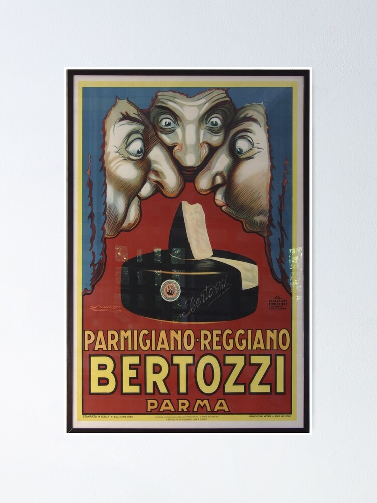 "SMELLING CHEESE THREE BIG NOSES - Bertozzi Parmigiano-Reggiano" Poster ...