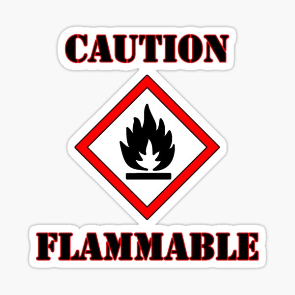 "Caution Flammable" Sticker by peaceofpistudio | Redbubble