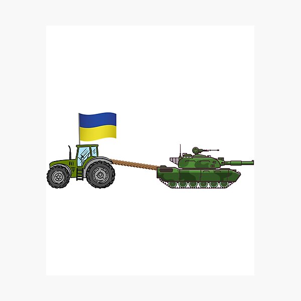 "Ukrainian Tractor Pulling Tank Sticker " Photographic Print for Sale ...