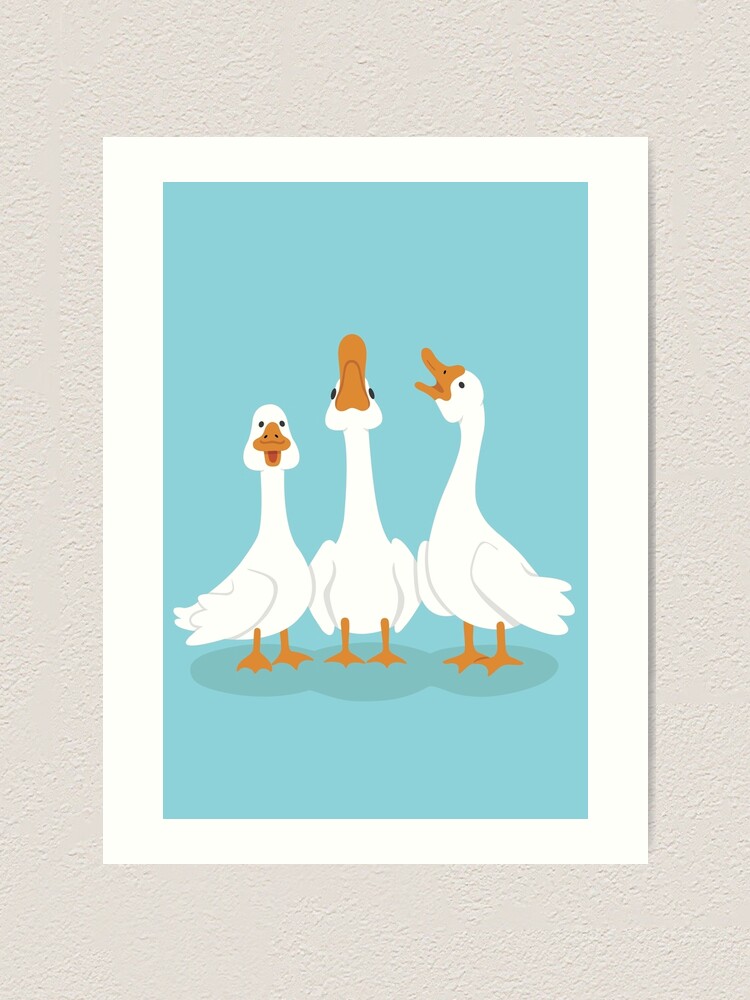 "Three geese stand side by side and honking. " Art Print for Sale by ...