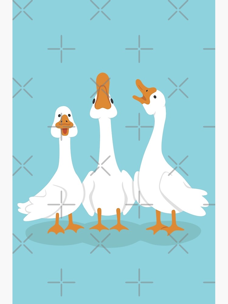 "Three geese stand side by side and honking. " Art Print for Sale by ...