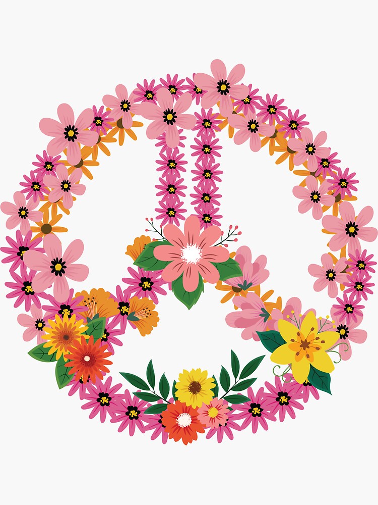 "Spring Peace Sign" Sticker by Liraella | Redbubble