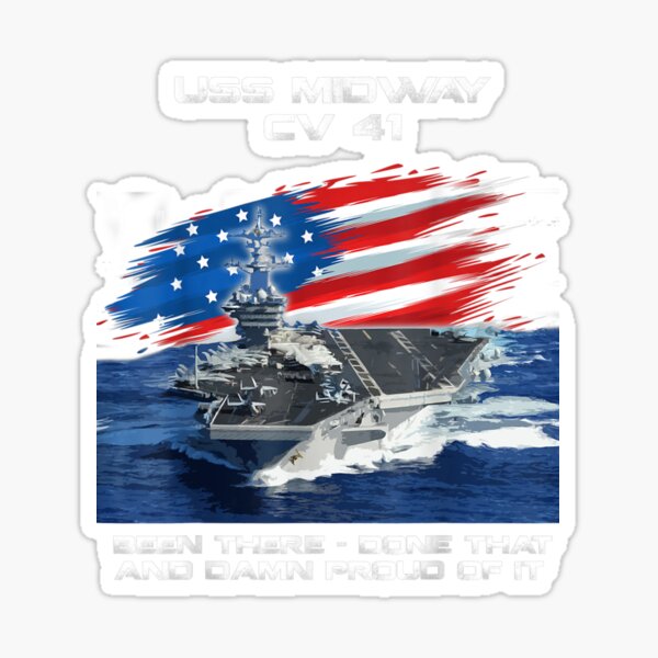 "USS Midway CV 41 Aircraft Carrier Veteran USA Flag Christmas" Sticker ...