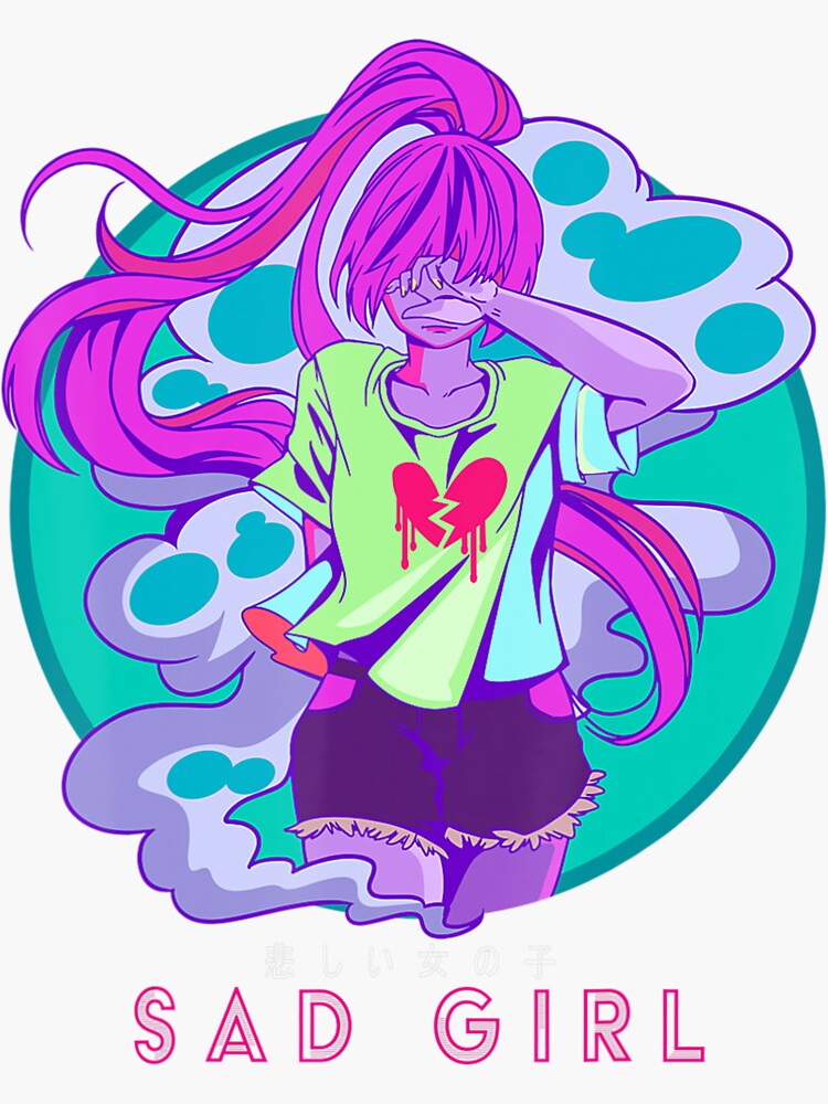 "Aesthetic Sad Anime Girl Manga Japan Otaku Introvert Anime" Sticker by ...