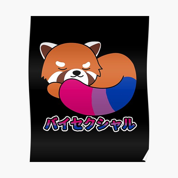 Póster «Lindo orgullo bisexual de panda rojo con kanji japonés» de ...