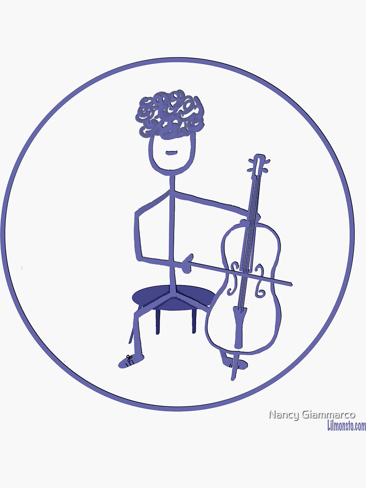 "Stick Figure Cello Player 2" Sticker by ngiammarco | Redbubble