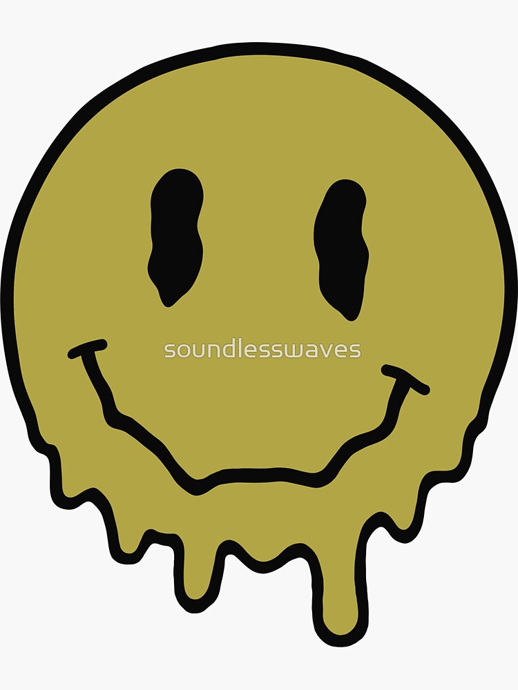 "Melting Smiley Face Muddy Green" Sticker by soundlesswaves | Redbubble