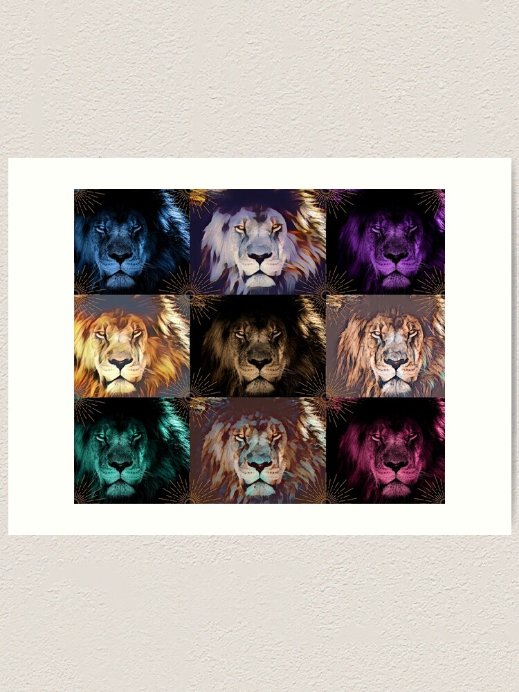 Lámina artística «Collage de leones africanos | Cara de león africano ...