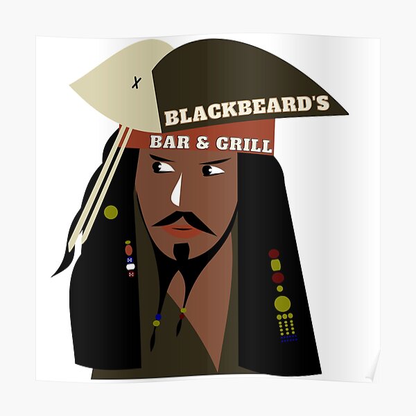 Póster «Camiseta de dibujos animados de Blackbeard's Bar and Grill» de ...