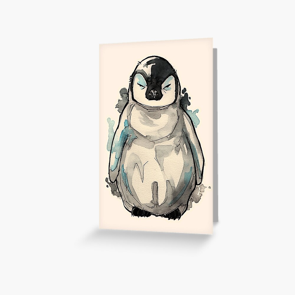 "Grumpy Baby Penguin " Greeting Card for Sale by tangsprellart | Redbubble