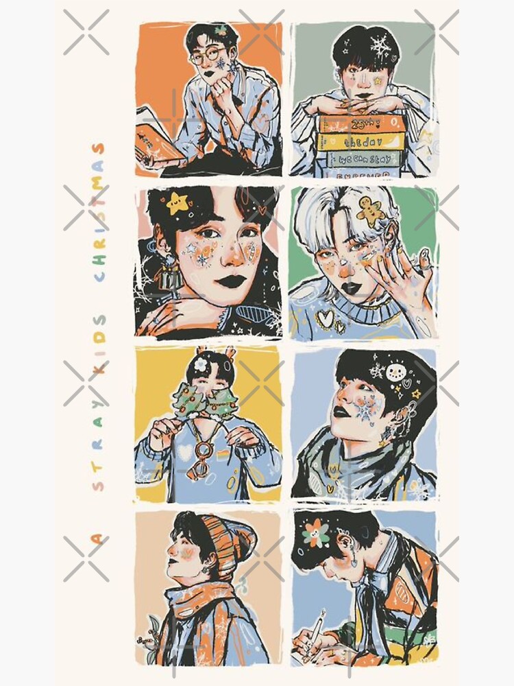 "[Stray Kids]Christmas Evel Aesthetic draw" Sticker for Sale by ...