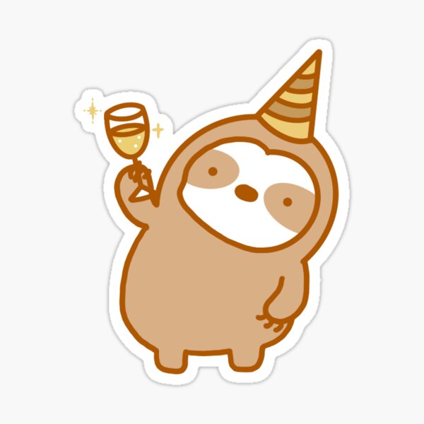 "Cute Party Celebration Sloth" Sticker by theslothinme | Redbubble