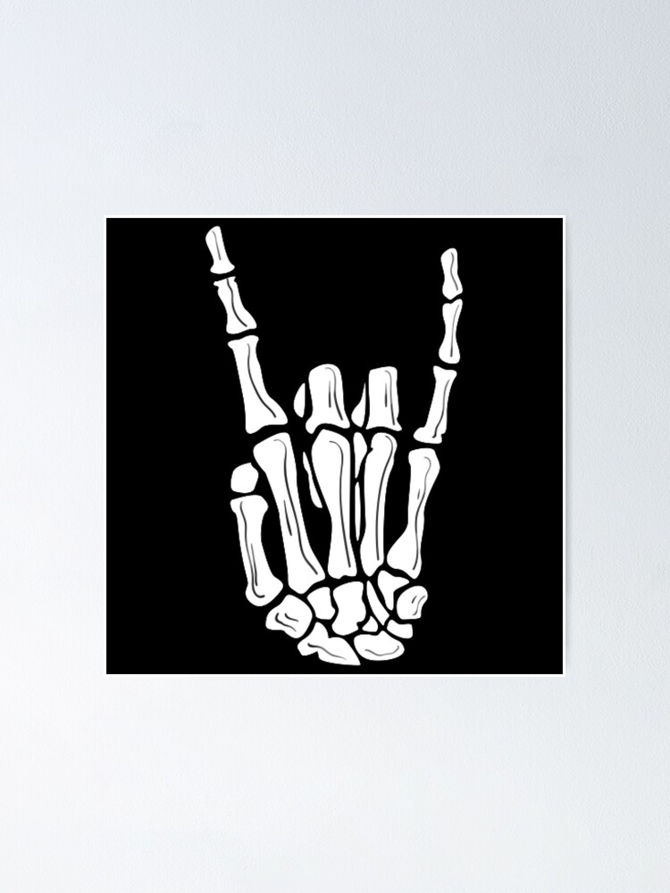 "Punk Skeleton Hand Sign in White" Poster for Sale by btscapricorn ...