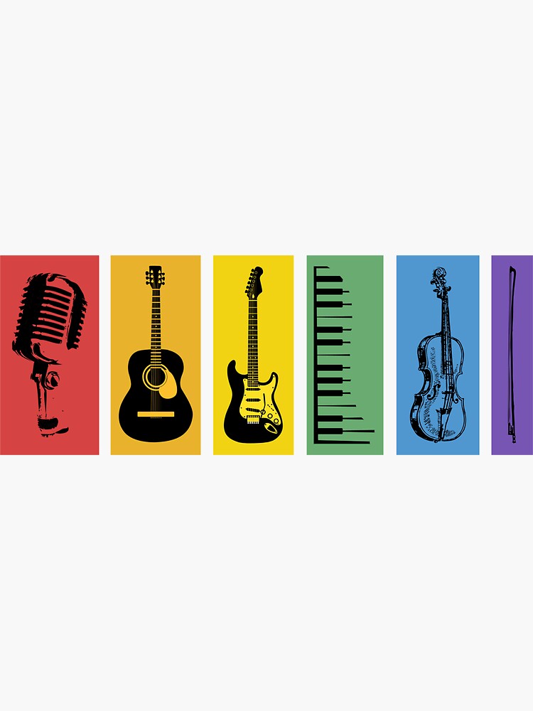 "Rainbow Instruments (Black)" Sticker by littlelily5683 | Redbubble
