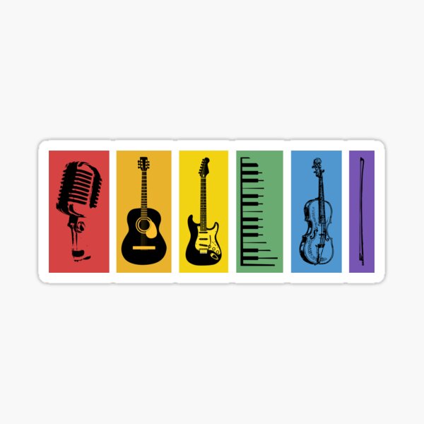 "Rainbow Instruments (Black)" Sticker by littlelily5683 | Redbubble