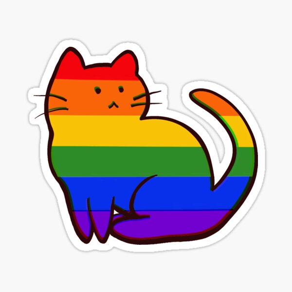 "Cute pride cat design - lgbtq+ gay flag queer kitty no.3" Sticker for ...