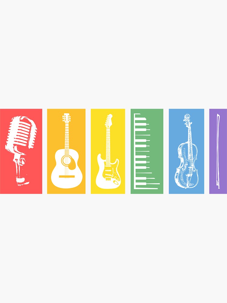 "Rainbow Instruments (White)" Sticker by littlelily5683 | Redbubble