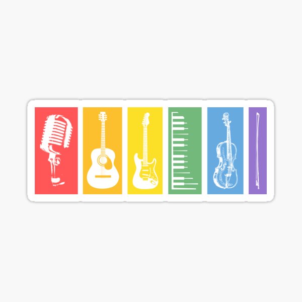 "Rainbow Instruments (White)" Sticker by littlelily5683 | Redbubble