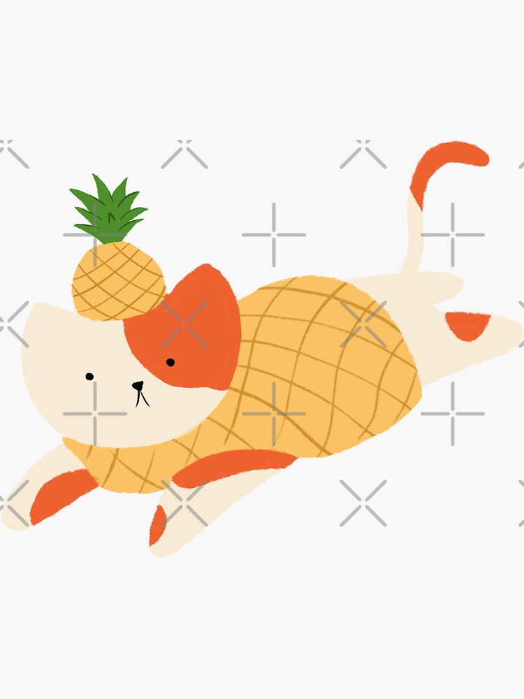 "Pineapple cat" Sticker by hyev | Redbubble