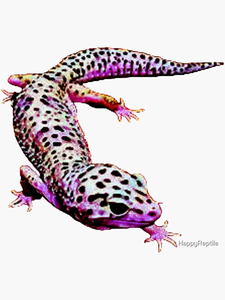 "Cute pink smiling leopard gecko" Sticker for Sale by HappyReptile ...