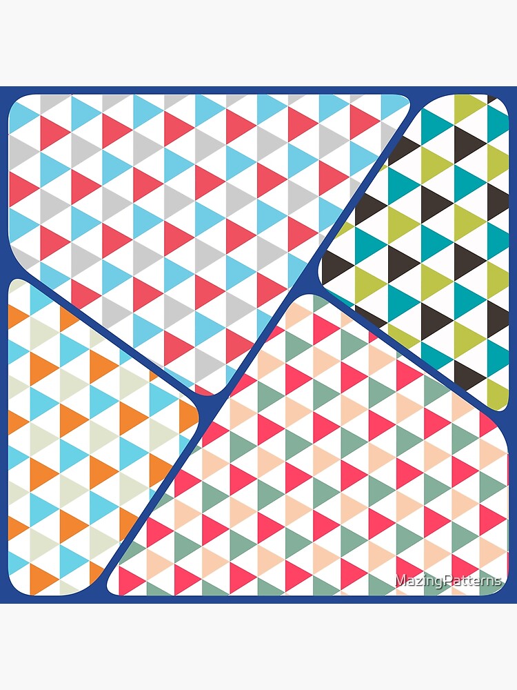 "Rounded Polygon Shaped Triangle Patterned Collage Samples with dark ...